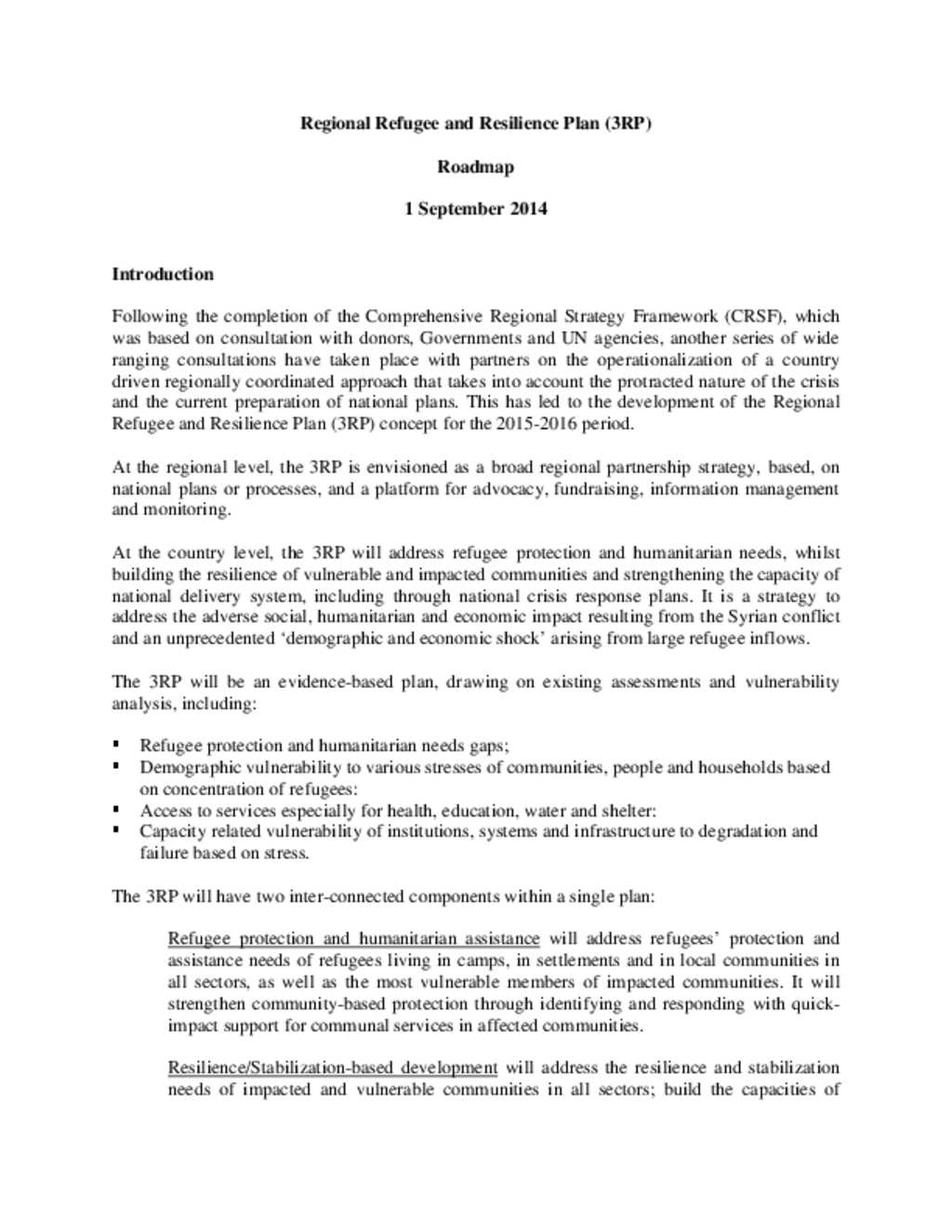 Document - 3RP Roadmap