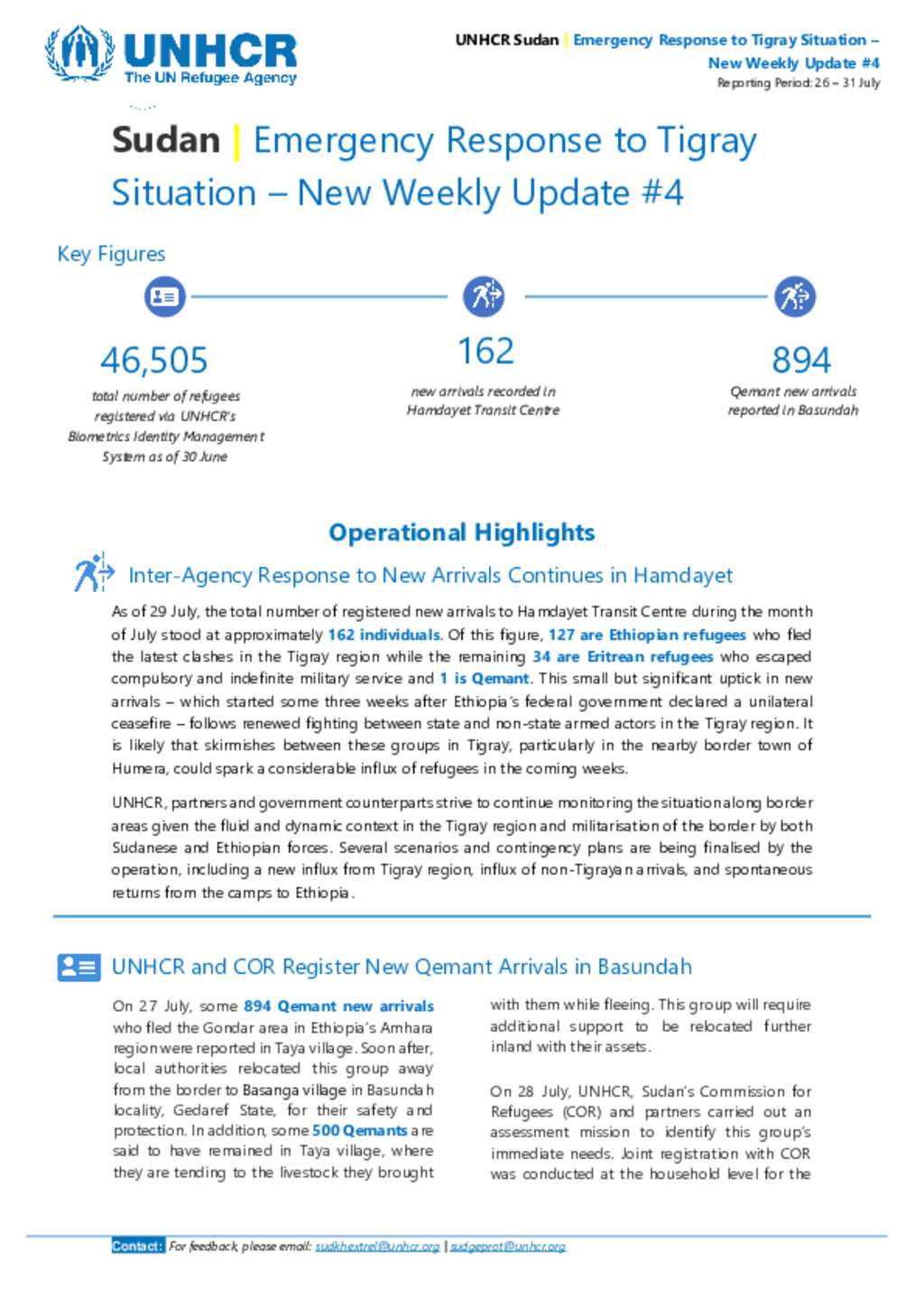 Document - UNHCR Sudan Emergency Response to Tigray Situation Weekly ...