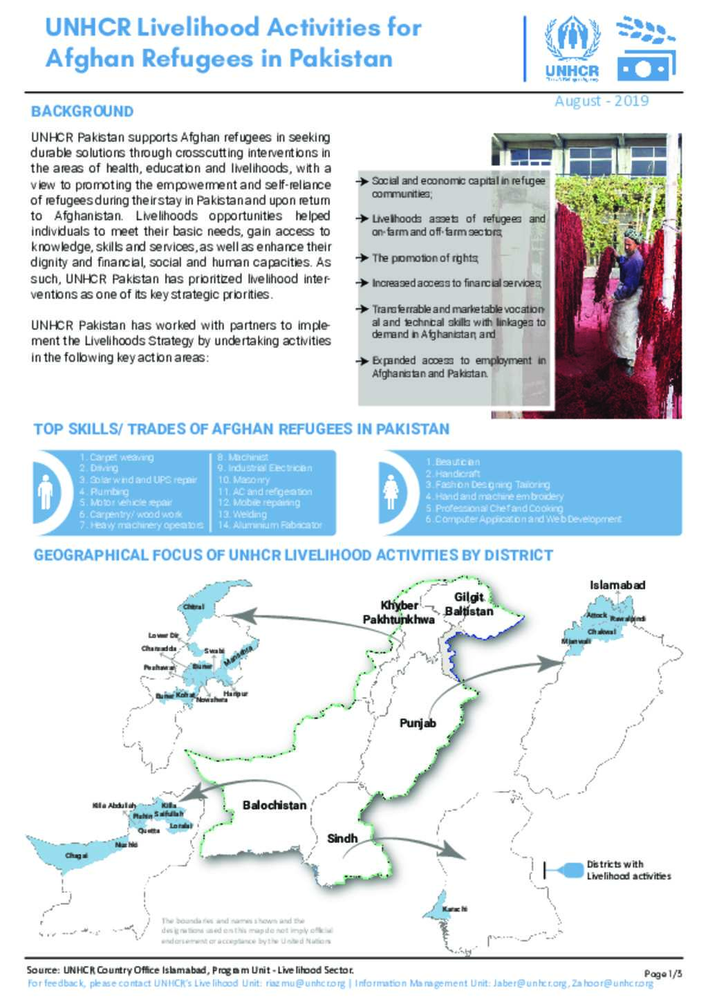 Document - Pakistan - Livelihood Info graphic August 2019