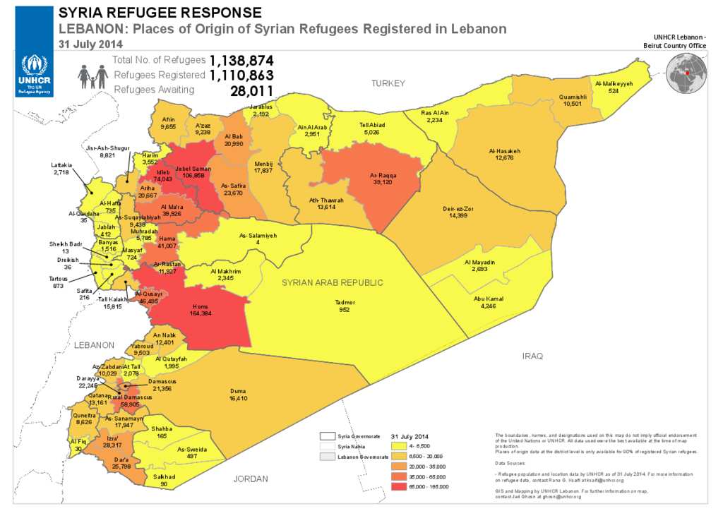 Document Unhcr Registration Lebanon Places Of Origin Of Syrian