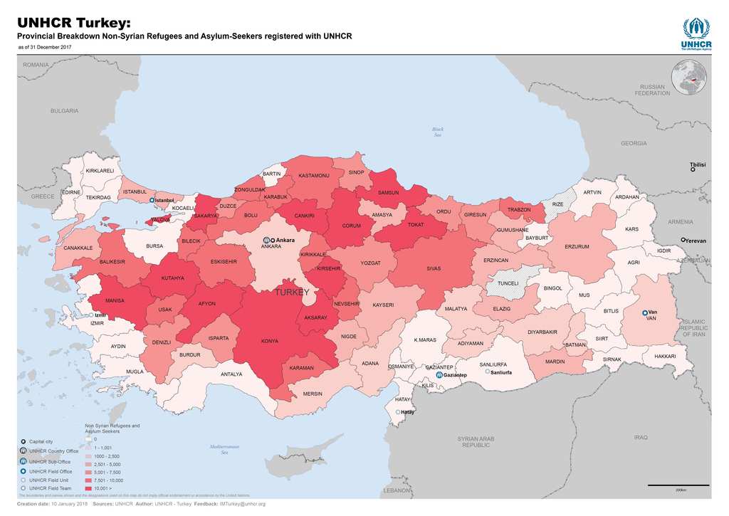Document - UNHCR Turkey: Provincial Breakdown Non-Syrian Refugees and ...