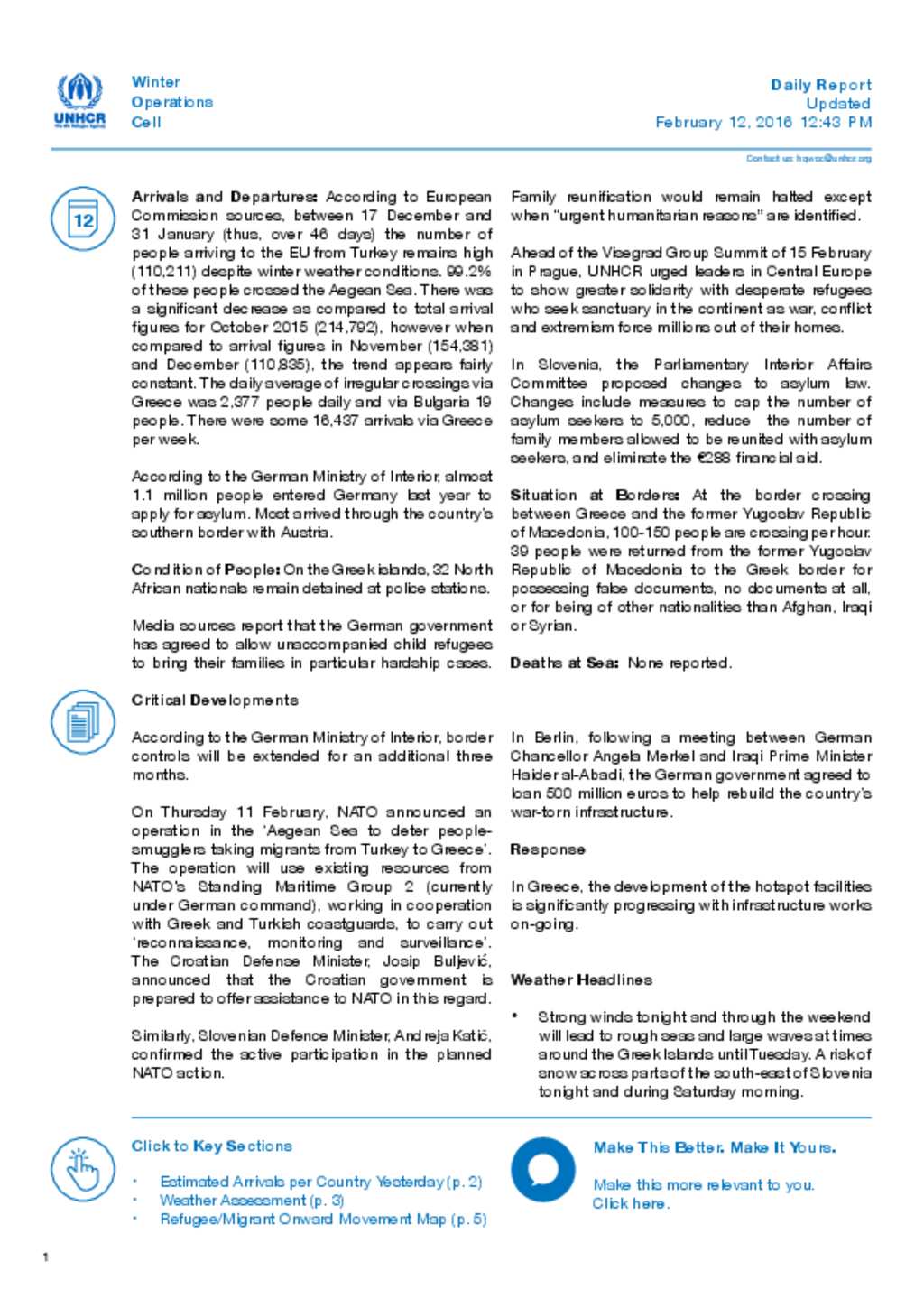 Document - Winter Operations Cell Daily Report 12 February 2016
