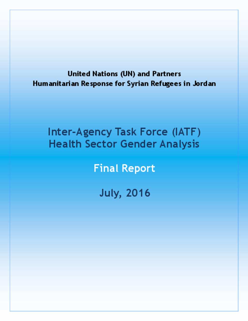 Document - IATF Health Sector Gender Analysis Report - Final 04 07 2016