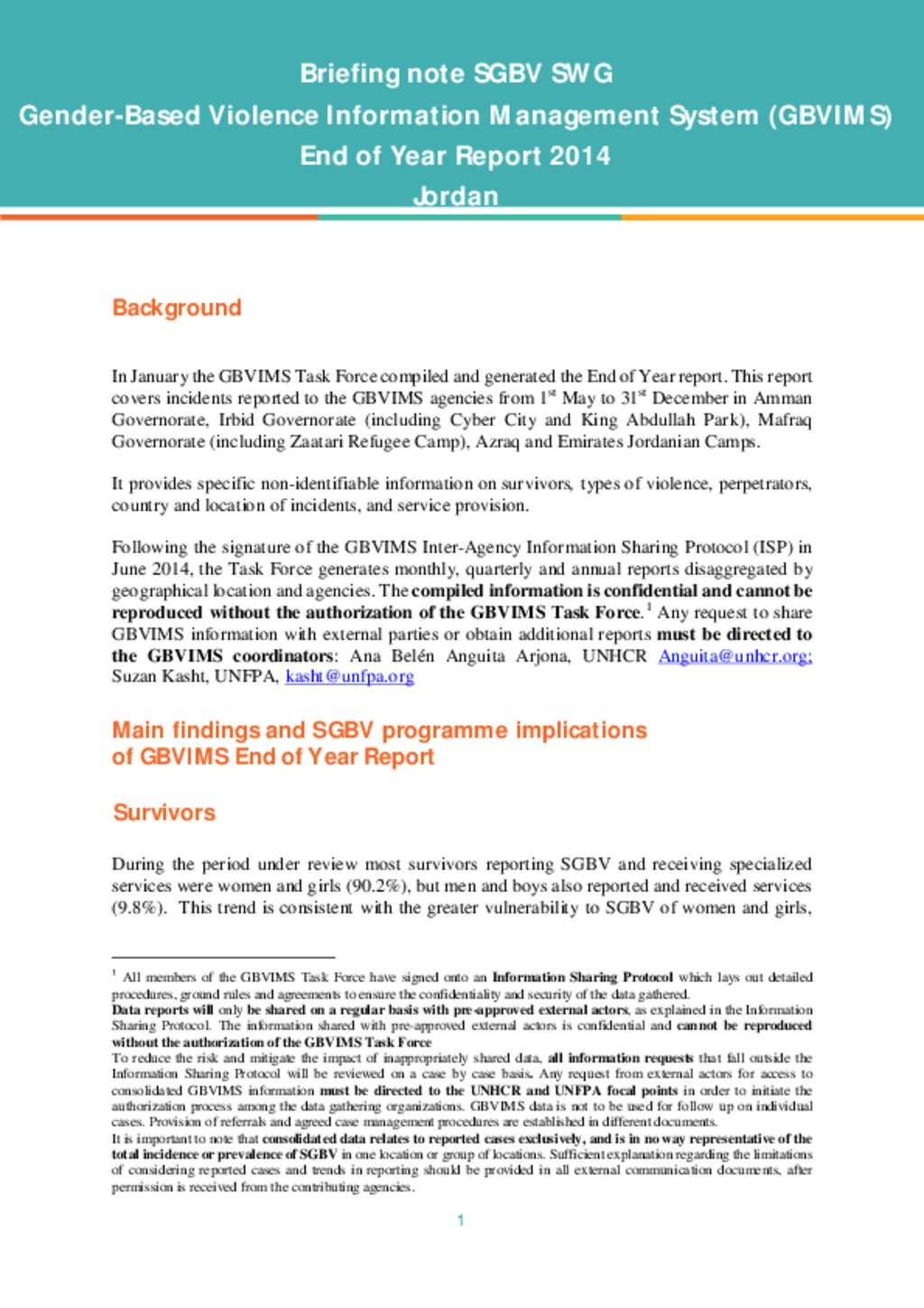 Document - SGBV SWG GBVIMS-End of Year Report 2014