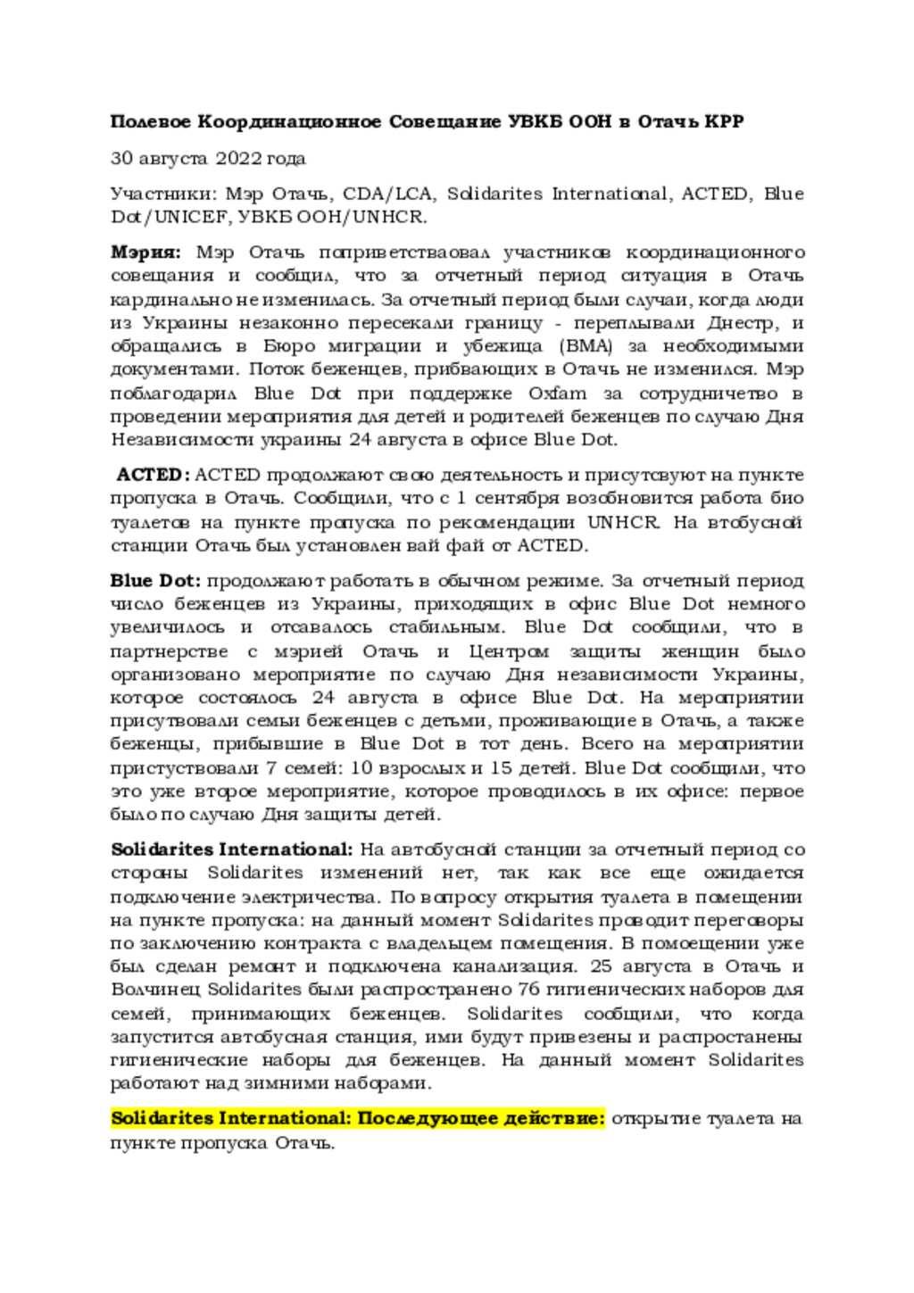 Document - Ukraine Situation - Moldova: Otaci Local Refugee ...