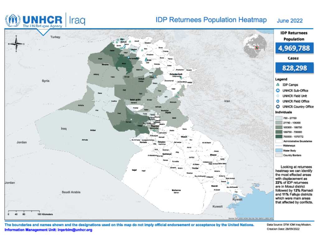 Document - UNHCR Iraq Returnees Population Heatmap Sep 2022