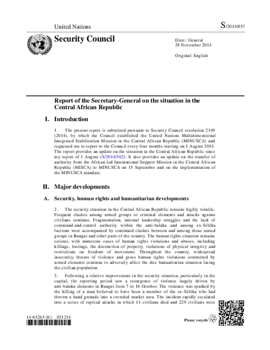 Document - UN Secretary-General Report on the situation in CAR - 28 ...