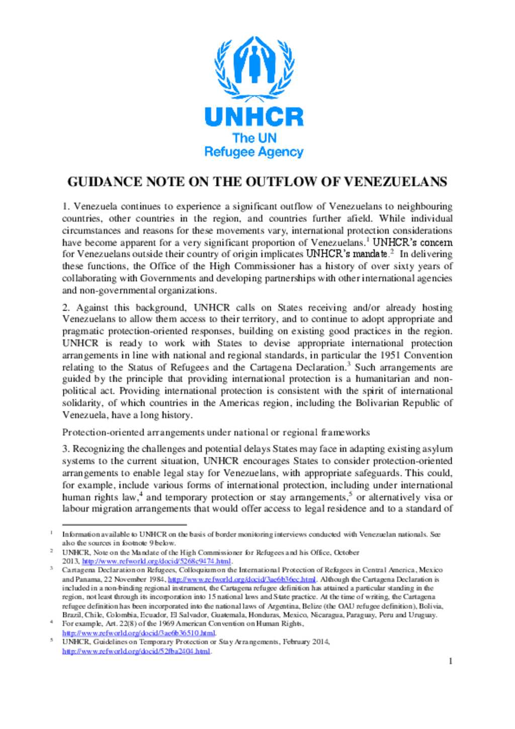 Document - UNHCR Guidance Note on the Outflow of Venezuelans [EN]