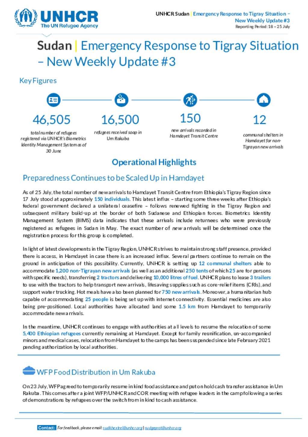 Document - UNHCR Sudan Emergency Response to Tigray Situation Weekly ...