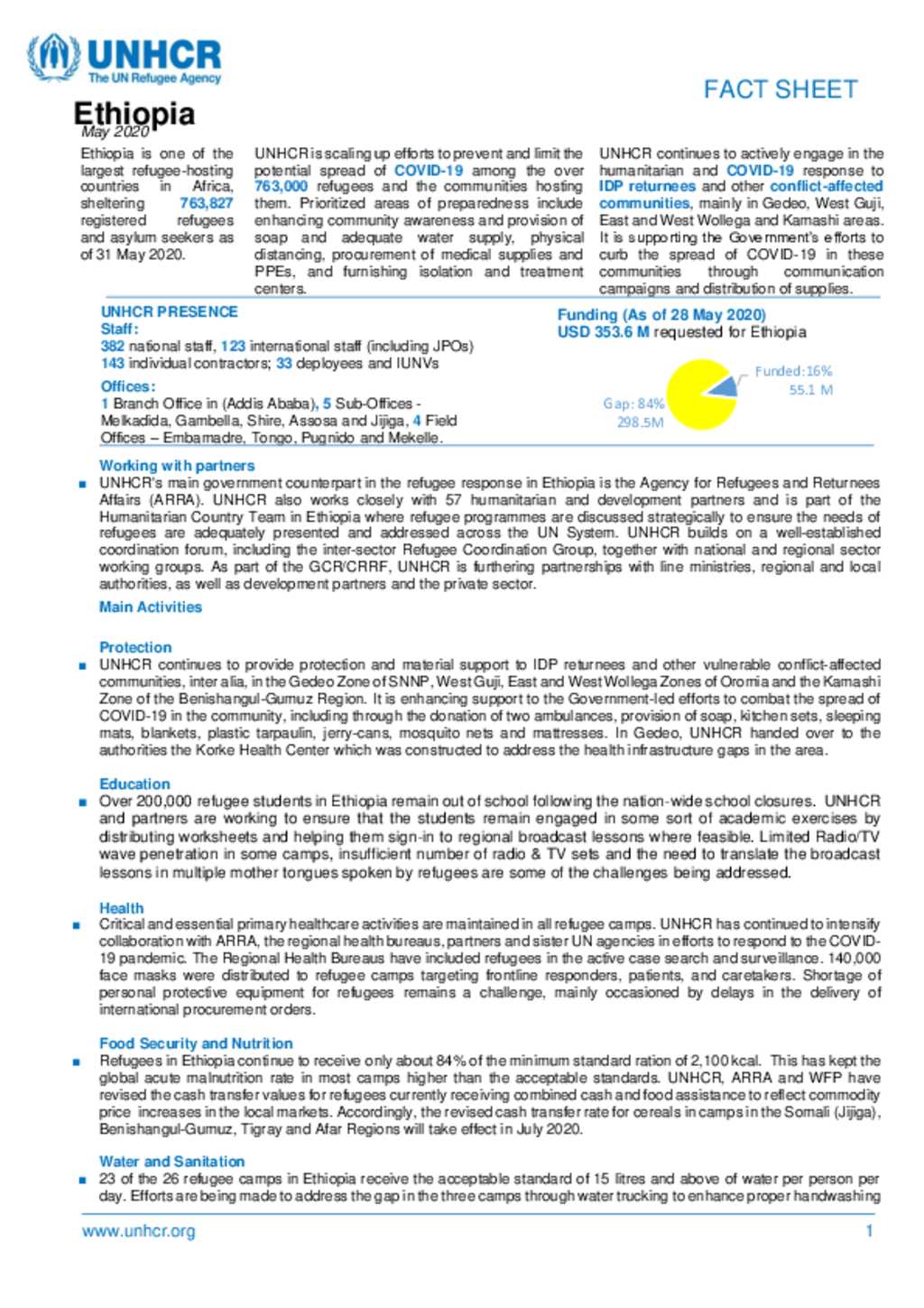 Document - UNHCR Ethiopia Fact Sheet May 2020