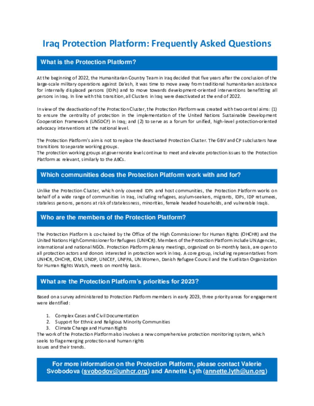 Document - Protection Platform FAQs, Iraq 2023