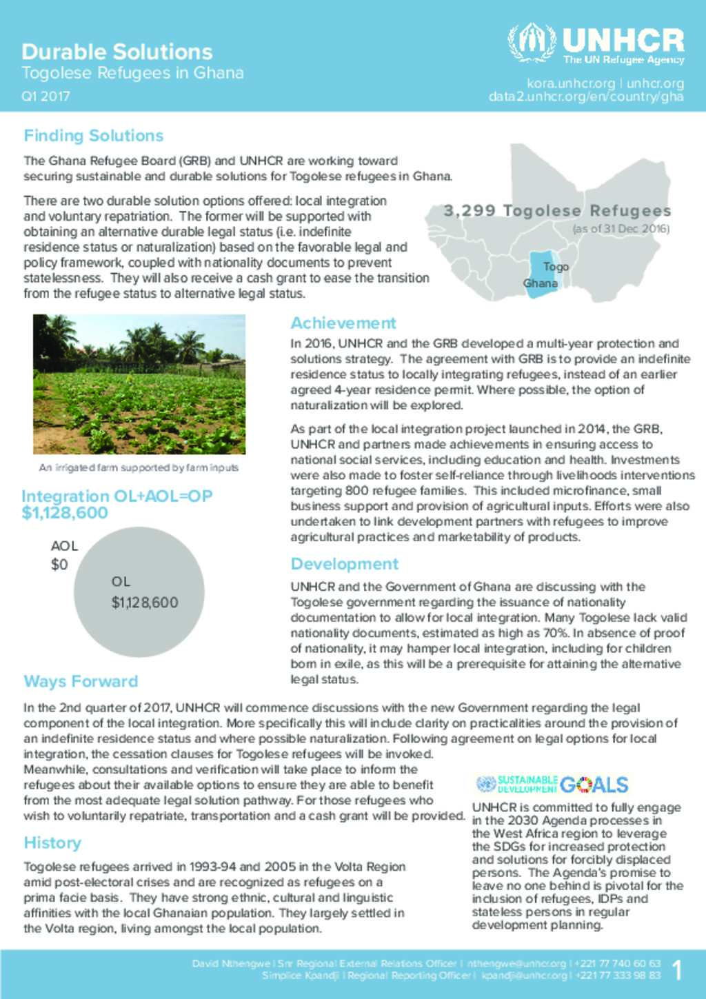 Document - UNHCR: Durable solutions - Togolese refugees in Ghana: Q1 2017