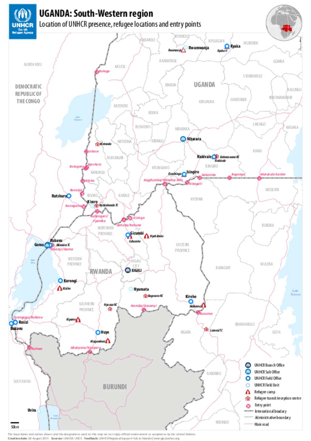 Document - Uganda South-Westren location of UNHCR presence, refugee ...