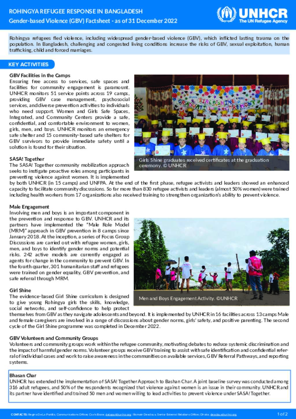 Document - Gender-Based Violence (GBV) Factsheet - as of 31 December 2022