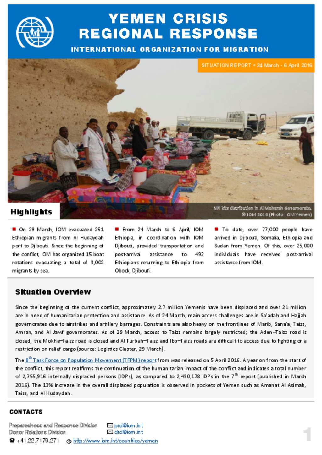 Document - IOM Regional Response to the Yemen Crisis - 24 March to 6 ...