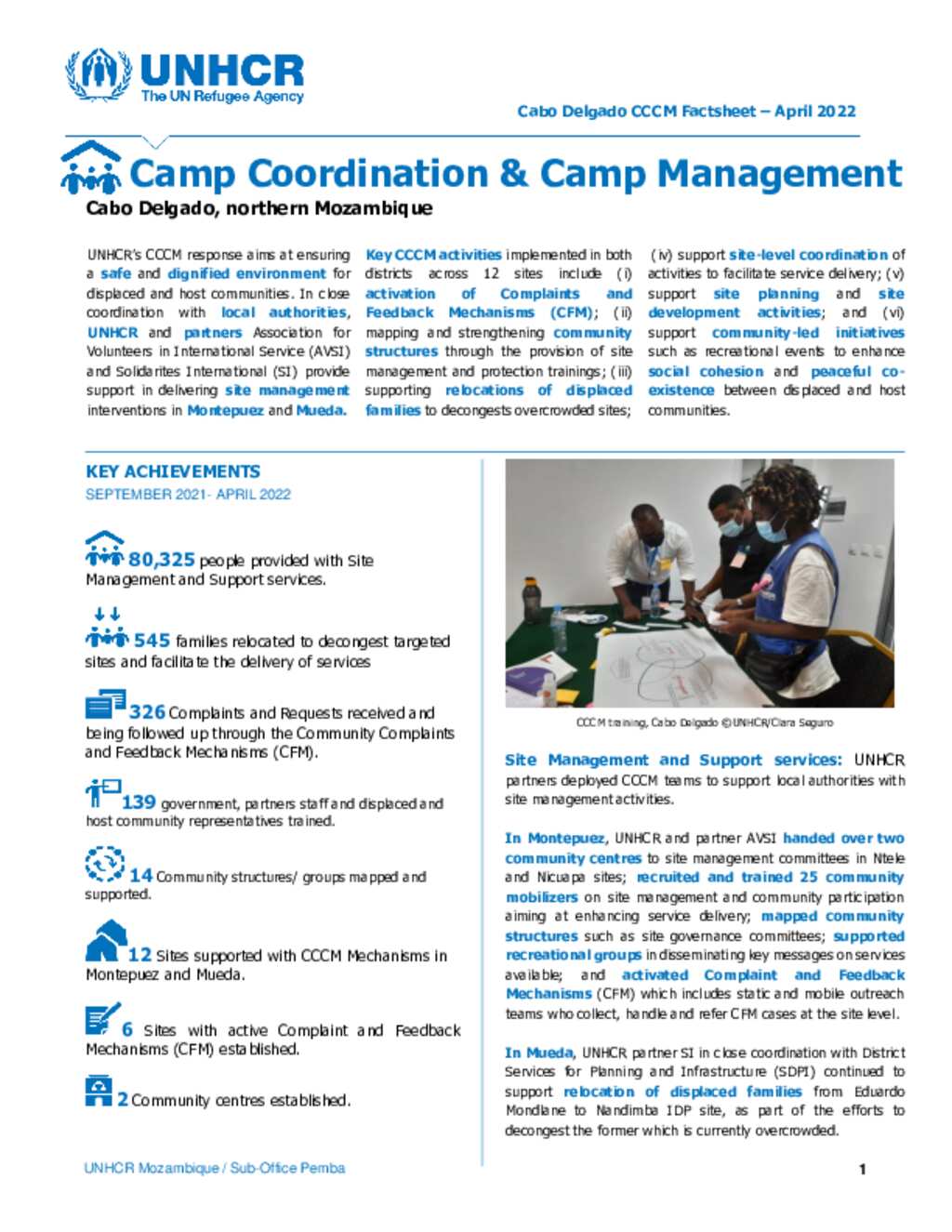Document - UNHCR Mozambique: Cabo Delgado Camp Coordination and Camp ...