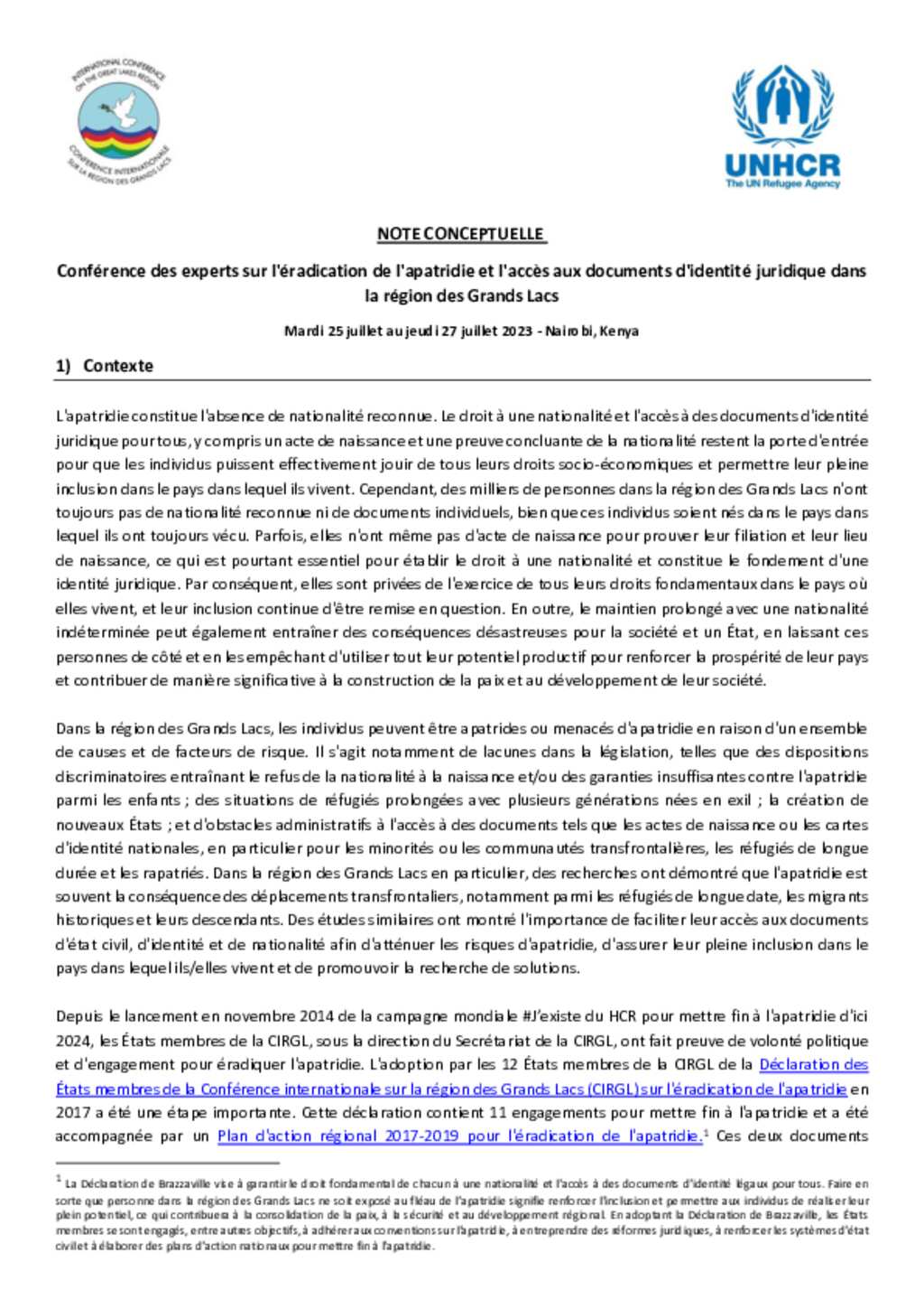 Document - Note conceptuelle pour la Conférence CIRGL-HCR des Experts ...