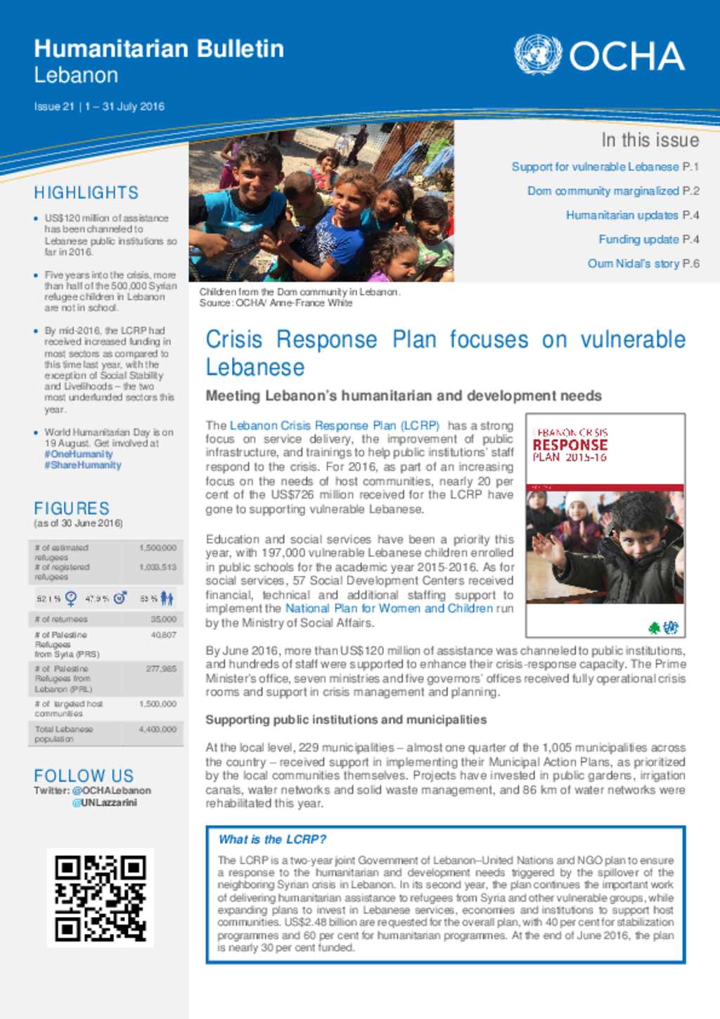 Document - OCHA Humanitarian Bulletin #21 - August 2016