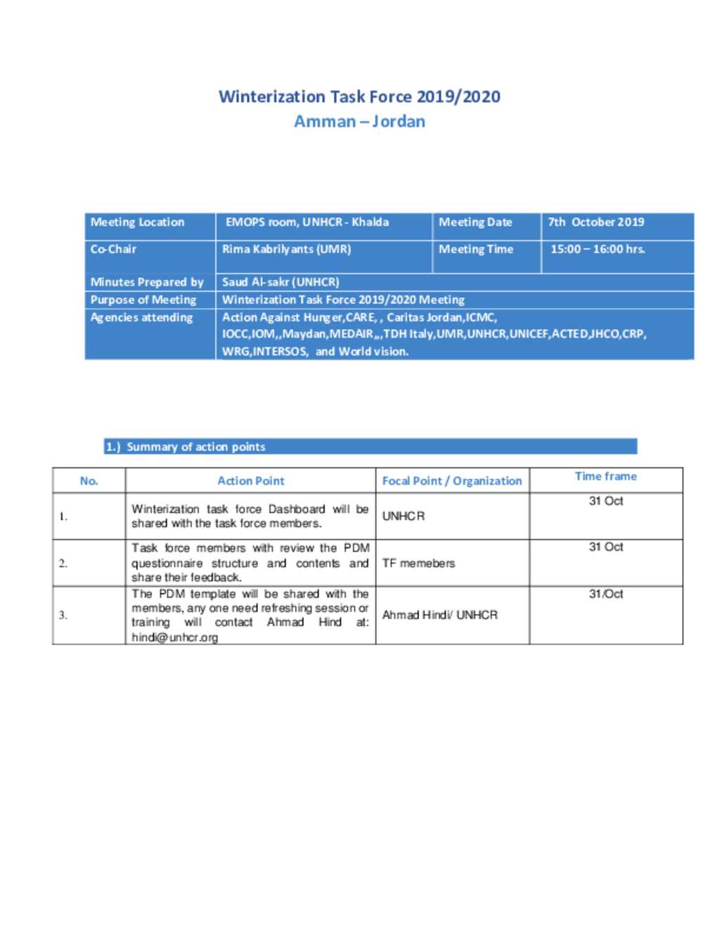 Document - Winterization TF minute of meeting Oct 2019.