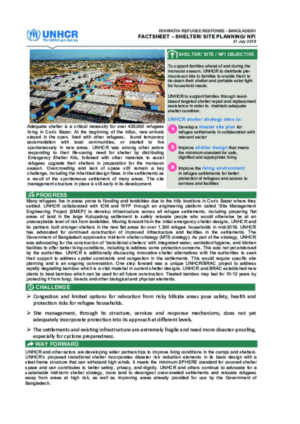 Document - Shelter, Site Planning & NFI Factsheet & Dashboard, UNHCR ...