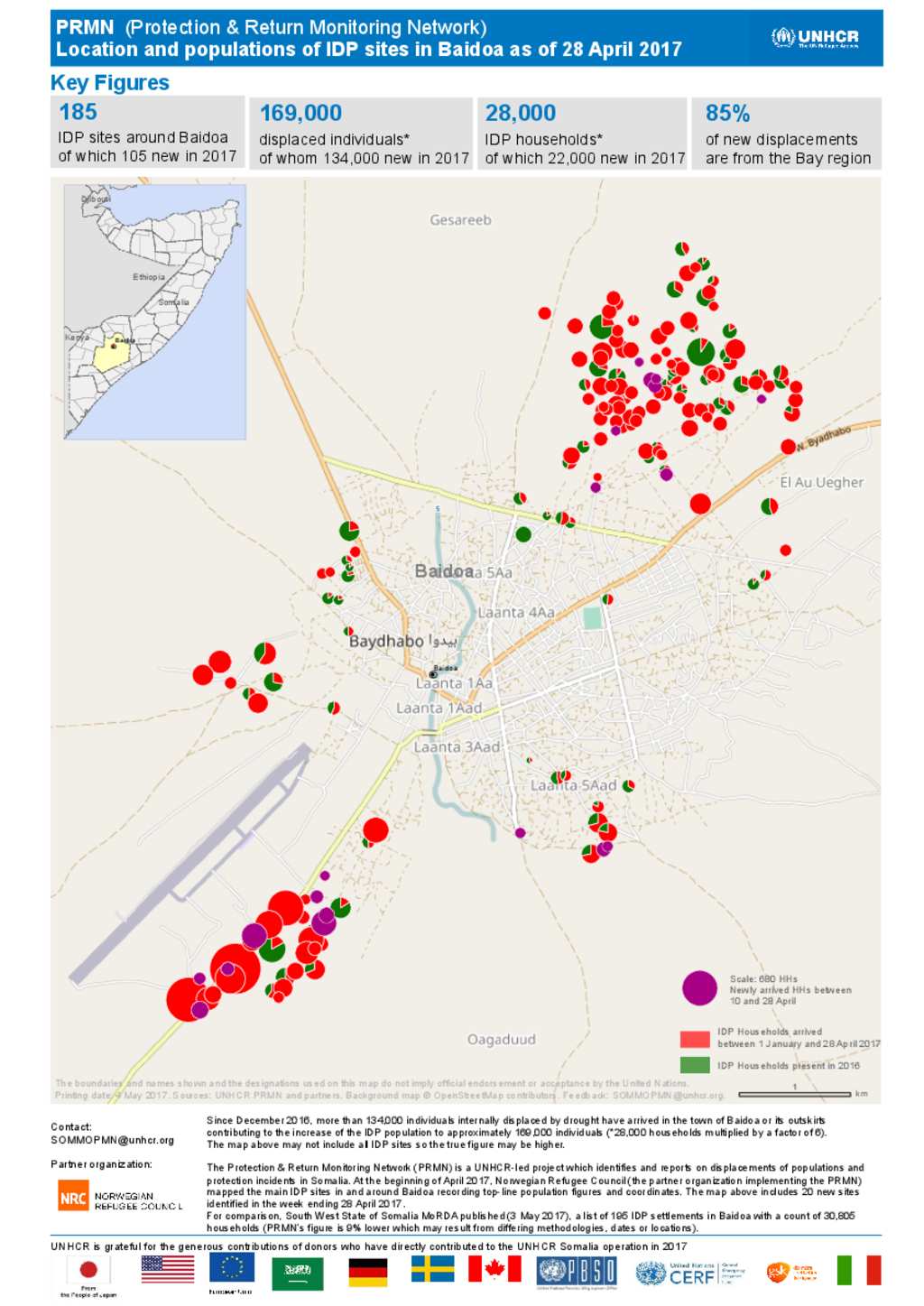 Document - BAIDOA MAP (PRMN) - Location and populations of IDP sites in ...