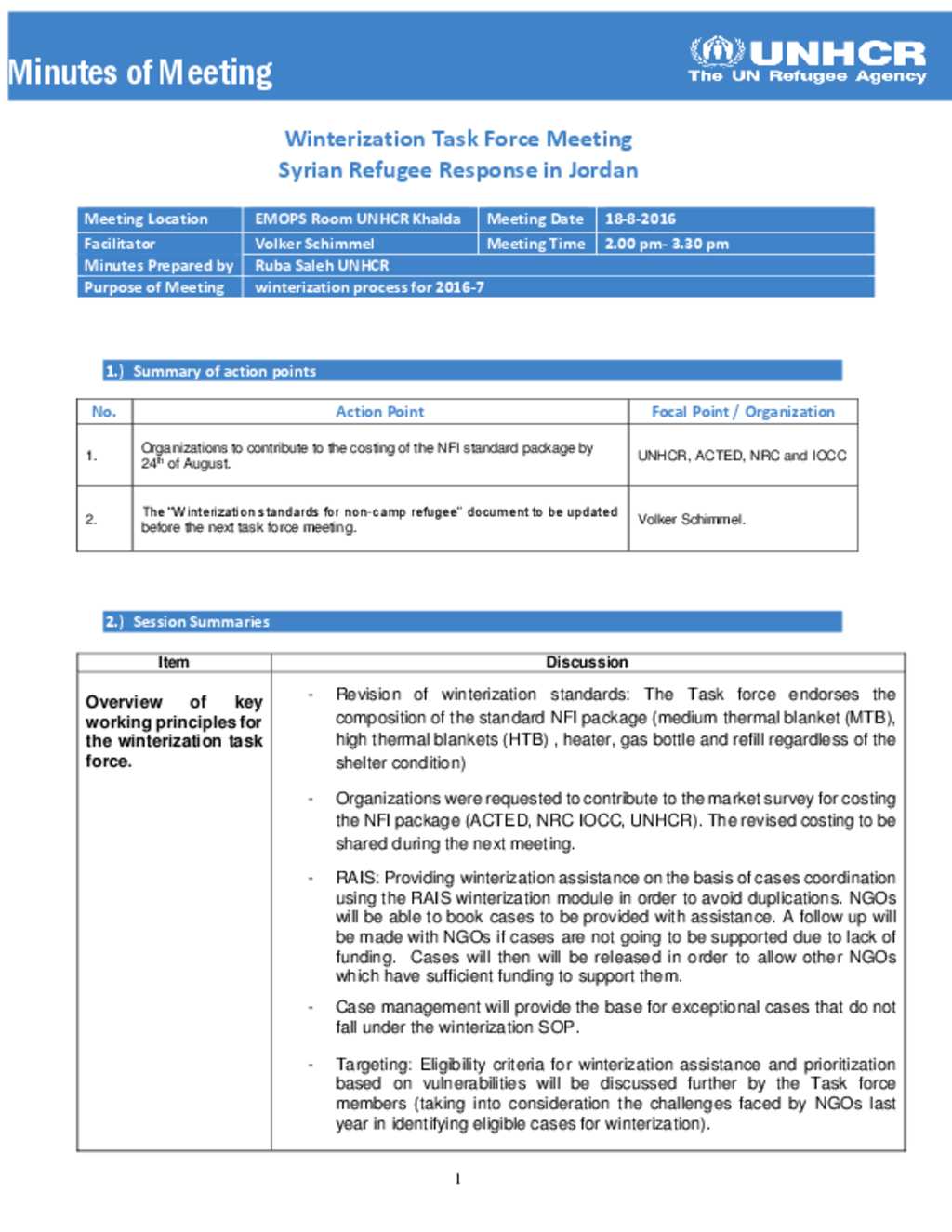Document - Winterization task force meeting (MoM 18-8-2016)