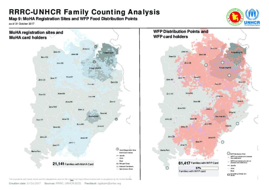 Document - Map 9: MoHA registration sites and WFP food distribution points