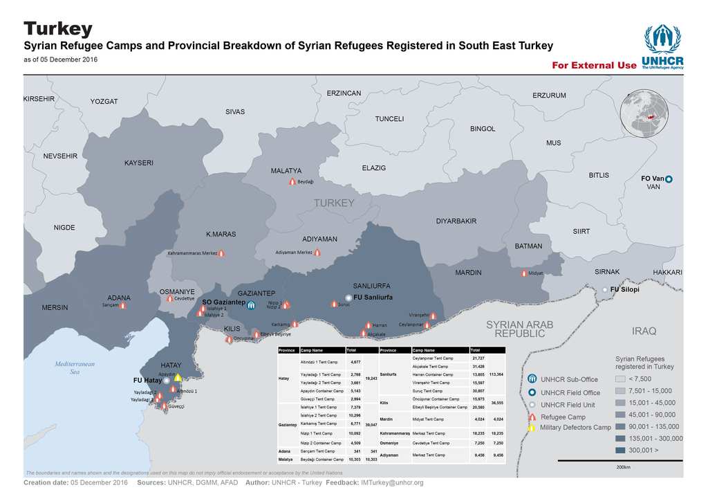 Document - Turkey: Syrian Refugee Camps and Provincial Breakdown of ...