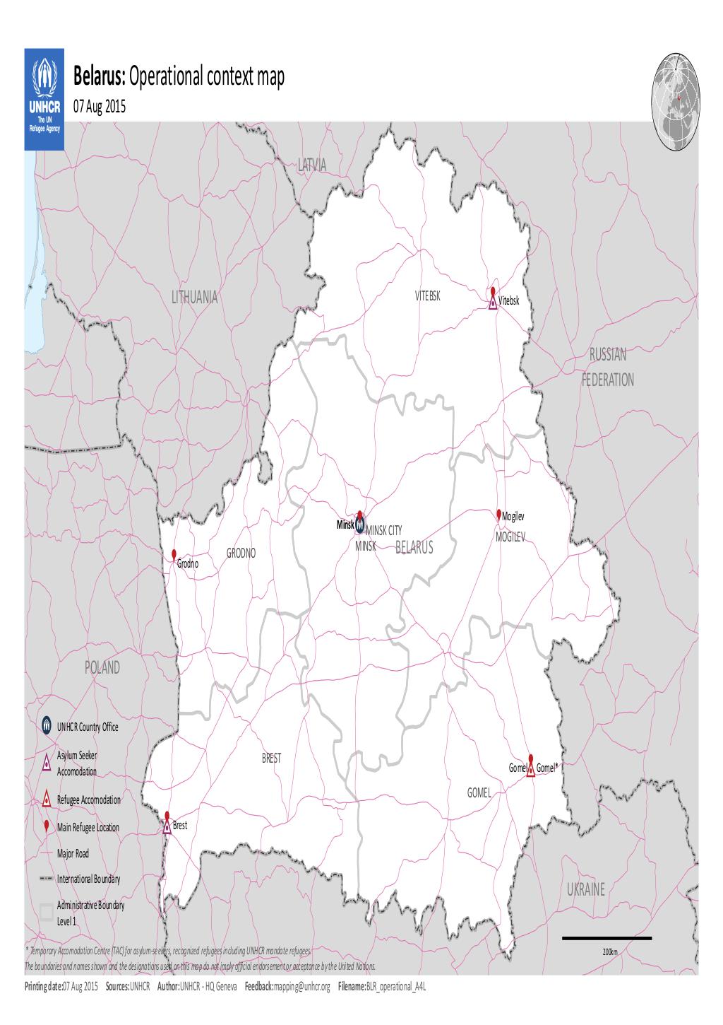 Document - Belarus: Operational context map - 07 August 2015