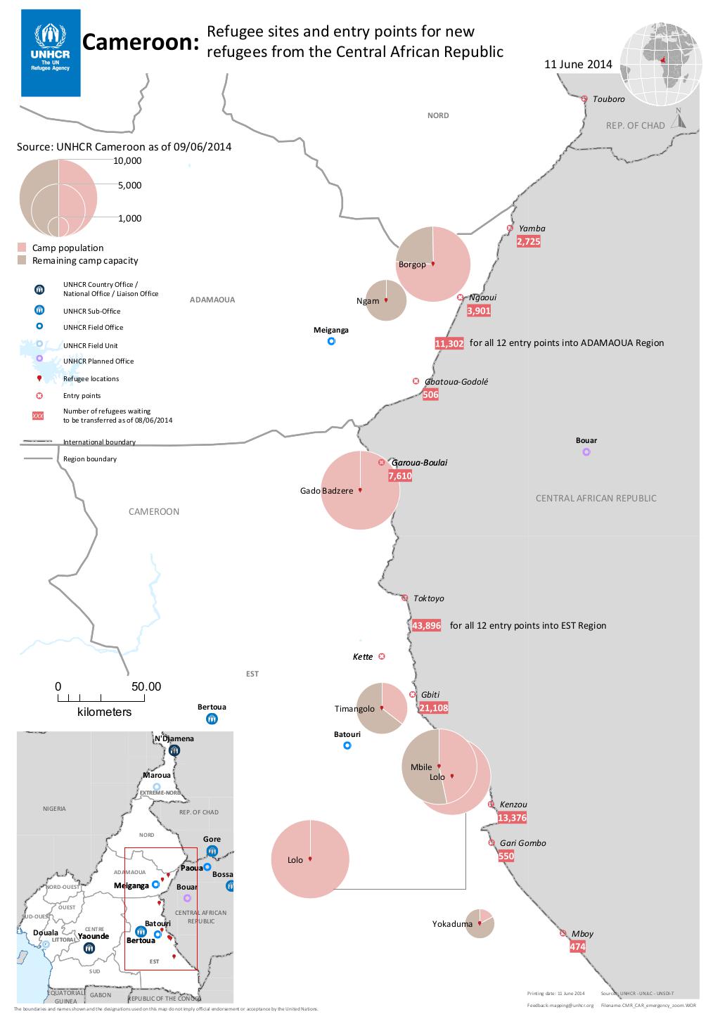 Document - Cameroon: Refugee sites and entry points for new refugees ...