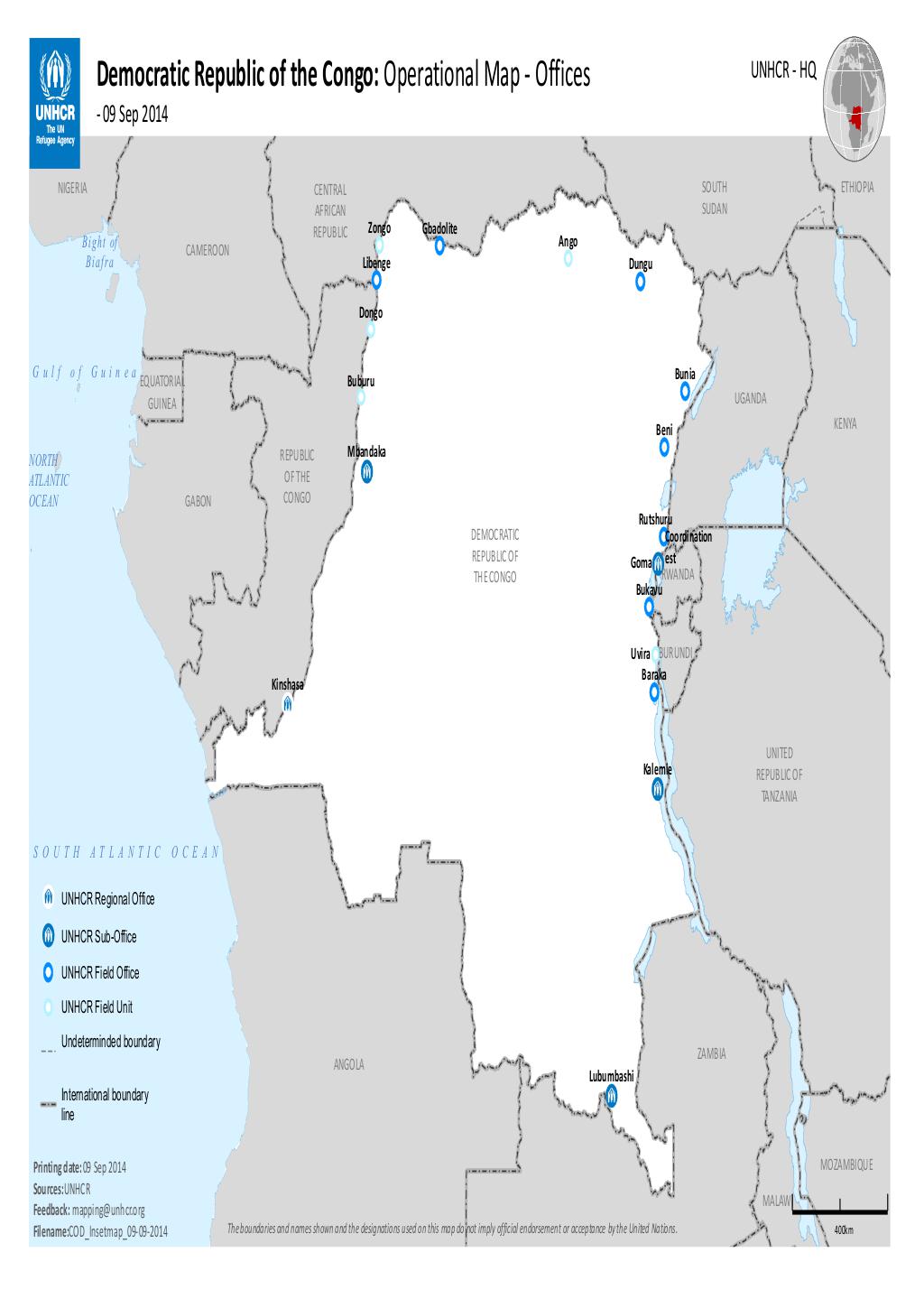 Document - Dem. Rep. of the Congo: Operational Map - 09 Sep. 2014