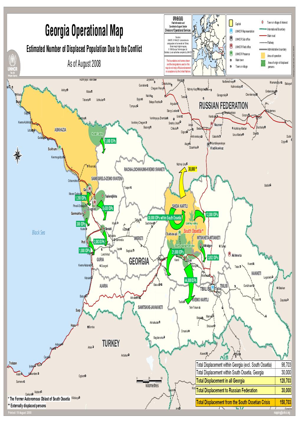 Document - Georgia Operational Map, Estimated Number of Displaced ...
