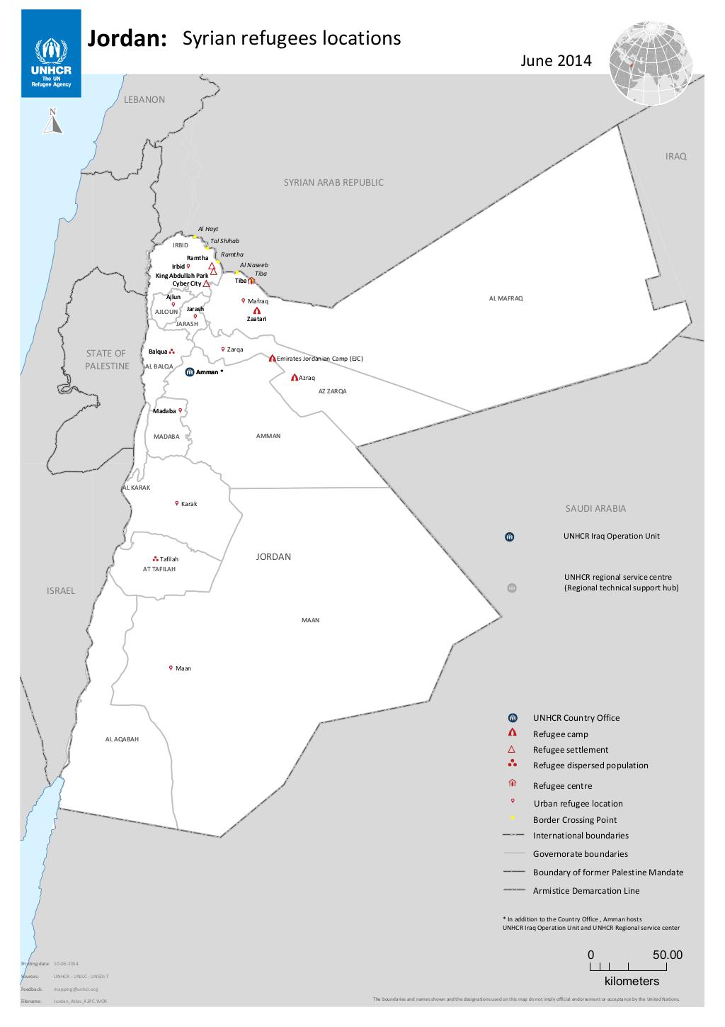 Document - Jordan: Syrian refugees locations - June 2014