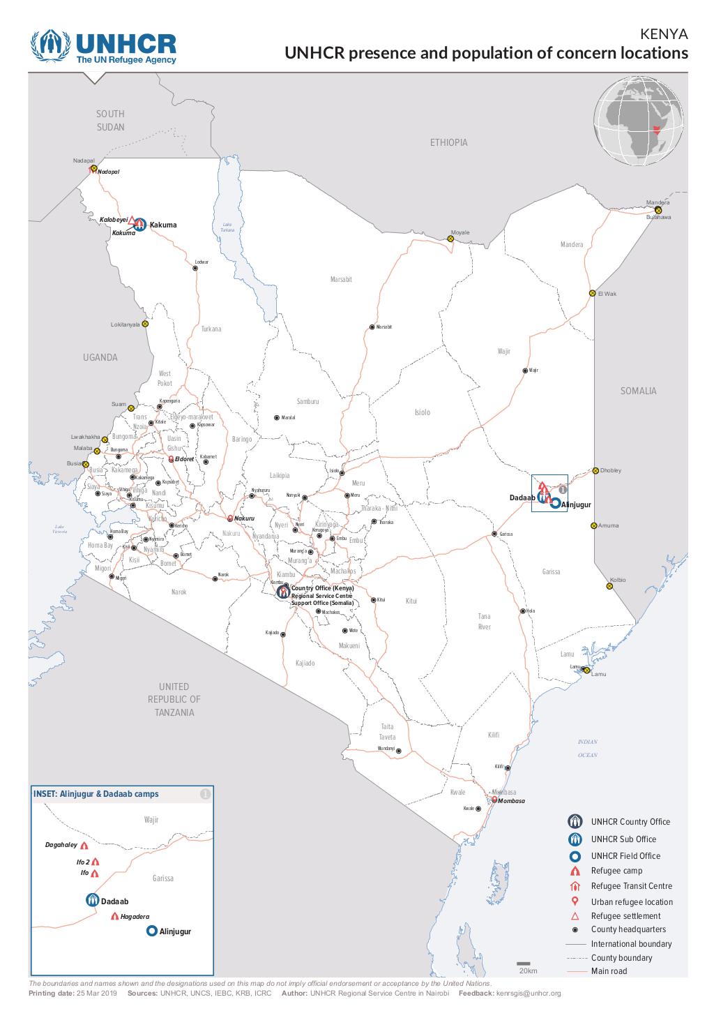 Document - Kenya - UNHCR presence and population of concern locations ...