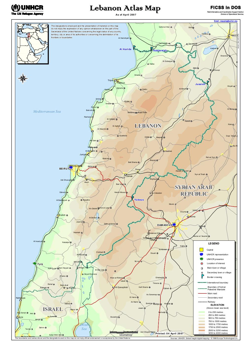 Document - Lebanon Atlas Map - April 2007