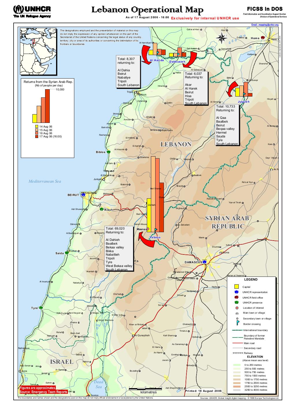 Document - Lebanon Operational Map - 17 August 2006 | Internal use