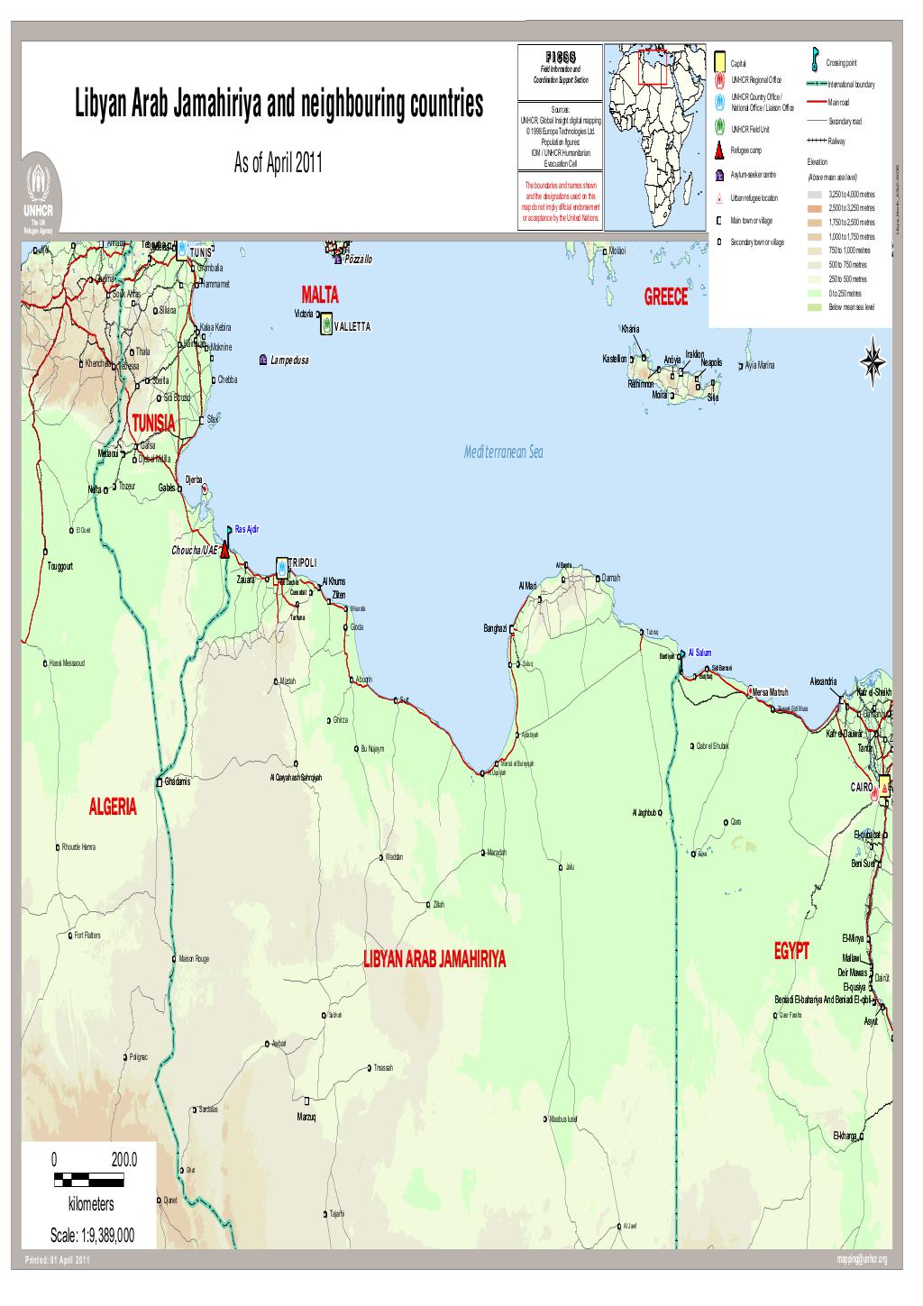 Document - Libyan Arab Jamahiriya and neighbouring countries - April 2011