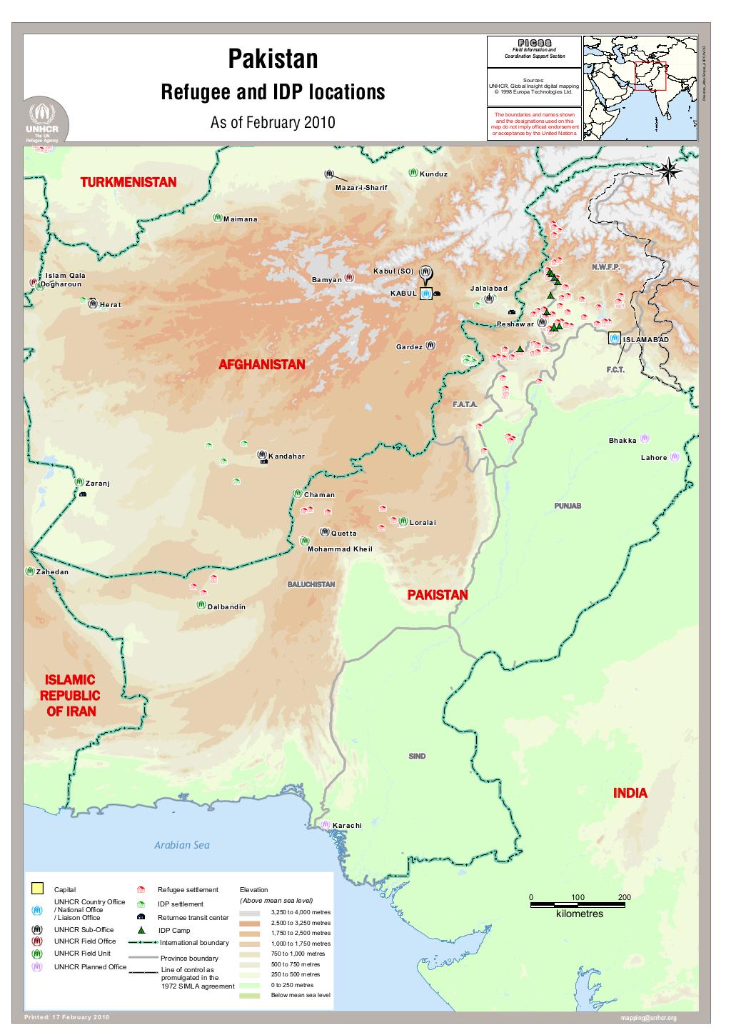 Document - Pakistan, Refugee and IDP locations - February 2010