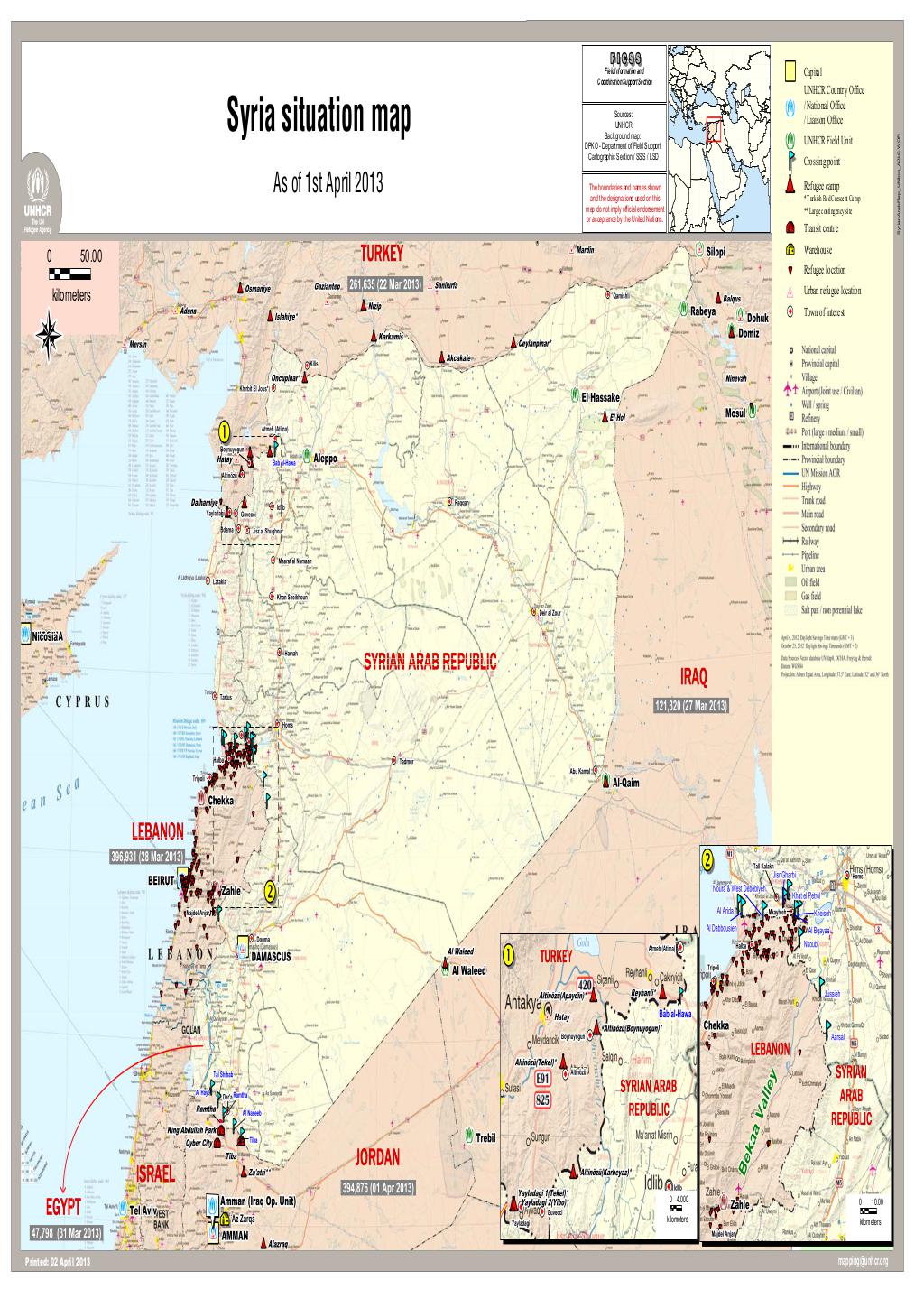 Document - Syria situation map - 1st April 2013