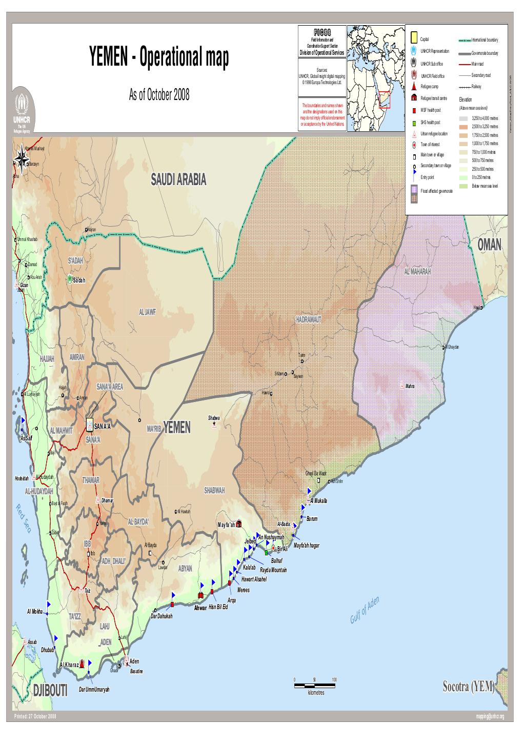 Document - YEMEN - Operational map - October 2008