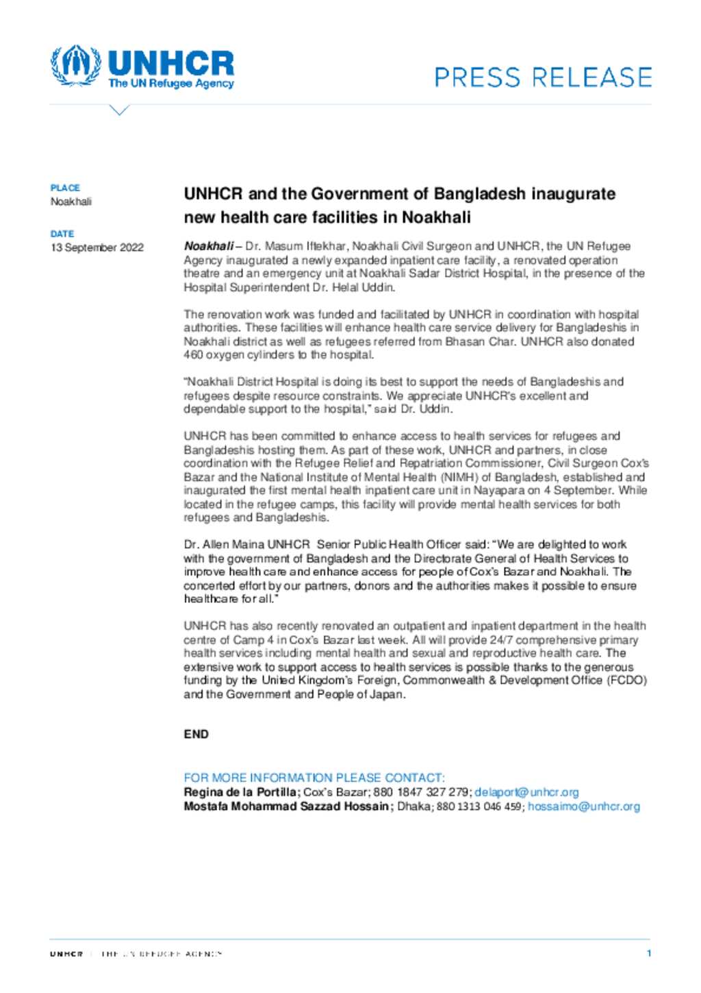 Document - Press Release (English) UNHCR and the Government of ...