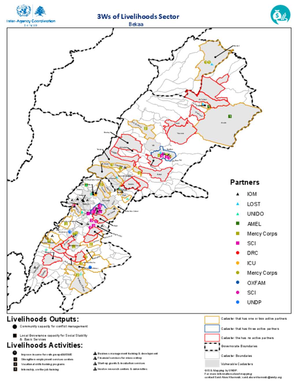 Document - Lebanon - Bekaa - Livelihoods - 3Ws - map