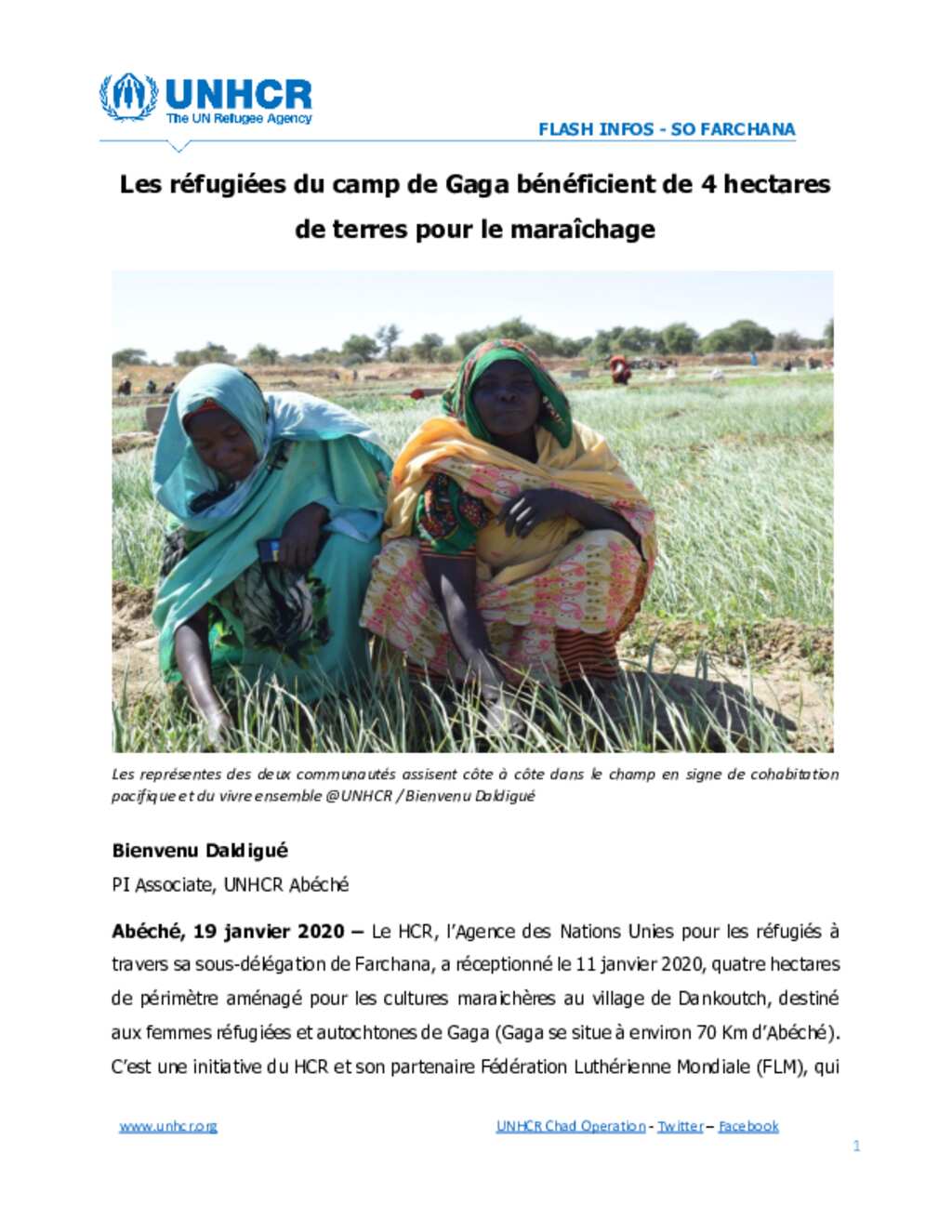 Document - UNHCR CHAD| FLASH INFO SO FARCHANA