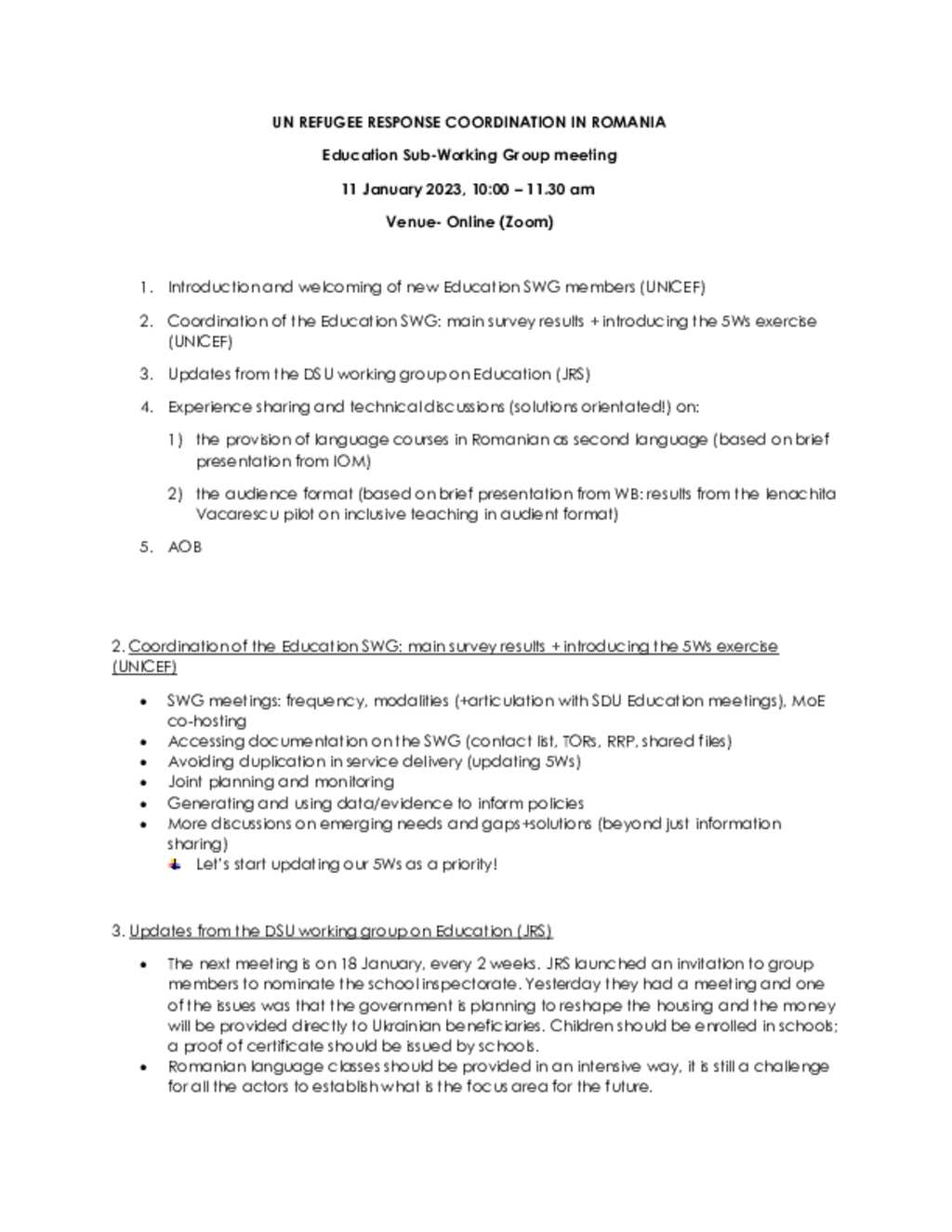Document Romania Education WG MoM 2023 01 11 Document Romania Education WG MoM 2023 01 11