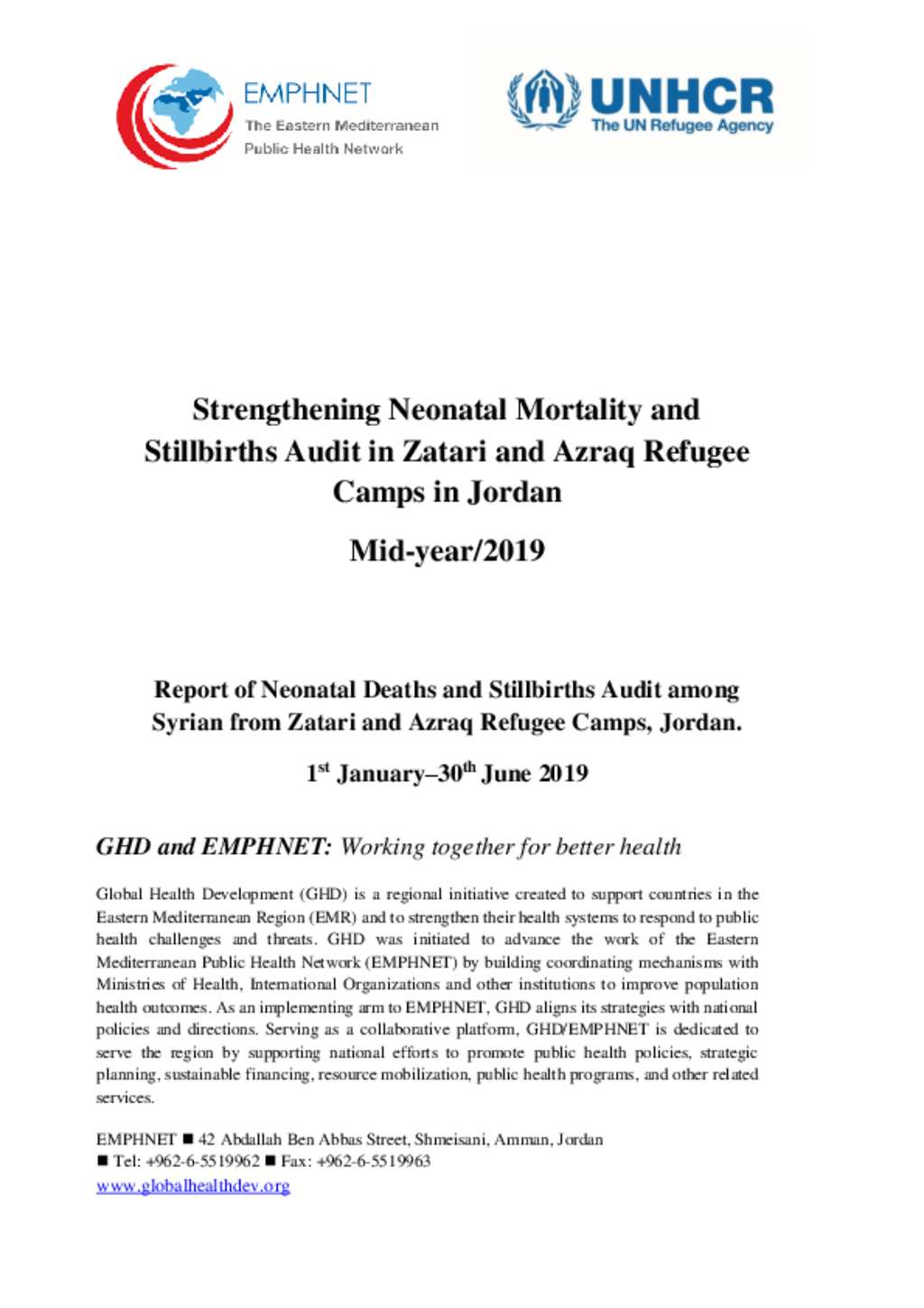 Document - Strengthening Neonatal Mortality and Stillbirths Audit in Zatari and Azraq Refugee ...