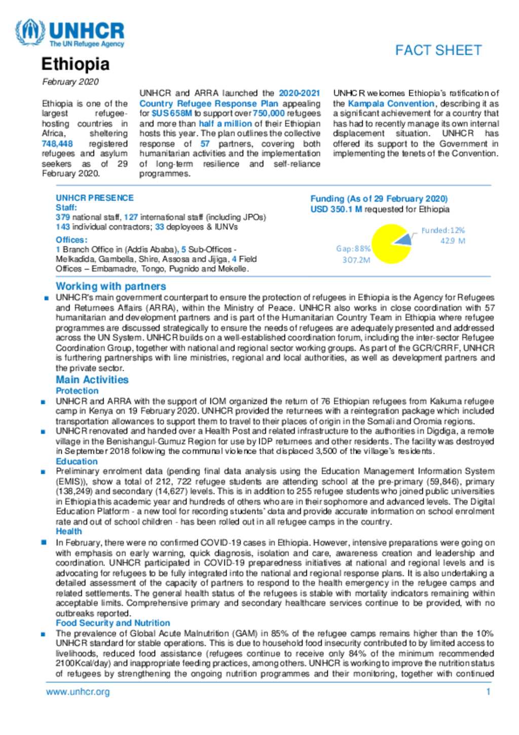 Document - UNHCR Ethiopia Fact Sheet February 2020