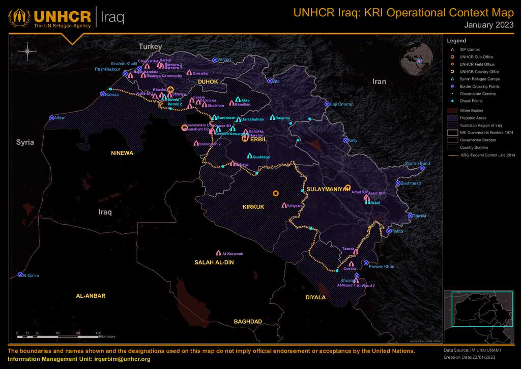 Document - UNHCR Iraq KRI Operational Context Map Jan 2023