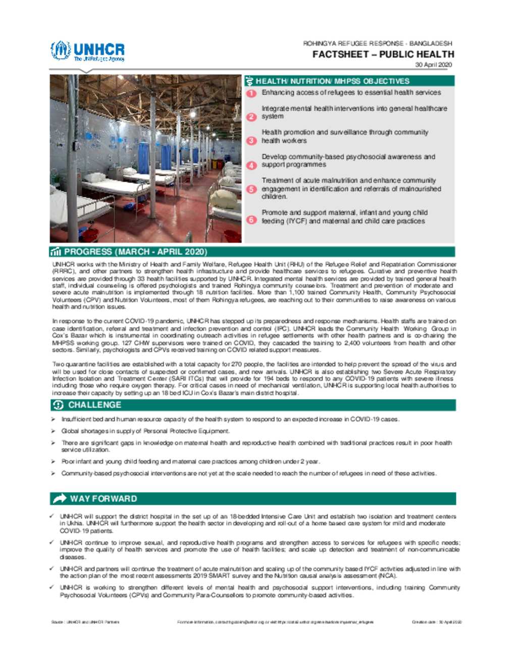 Document - Public Health Factsheet & Dashboard, UNHCR, Bangladesh, Cox ...