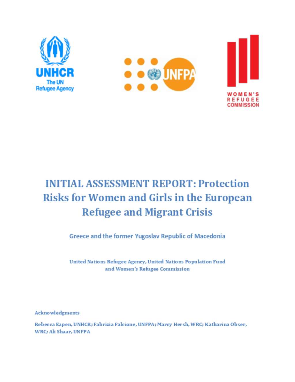 Document - Initial Assessment Report: Protection Risks for Women and ...