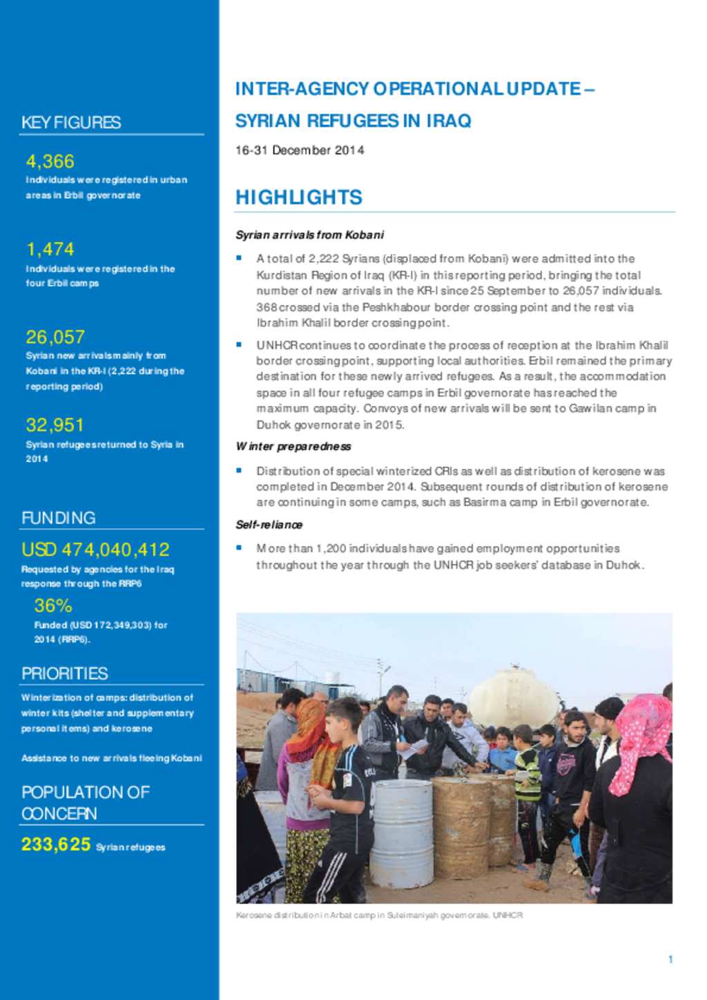 Document - IRAQ INTER-AGENCY OPERATIONAL UPDATE - SYRIA 16 - 31 ...
